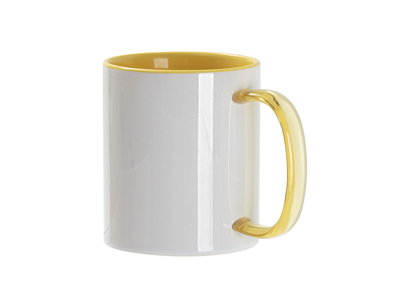 Sublimation Blanks 11oz Two Tone Color Mug Yellow Glass Yellow